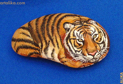 painted rocks: animals: tiger